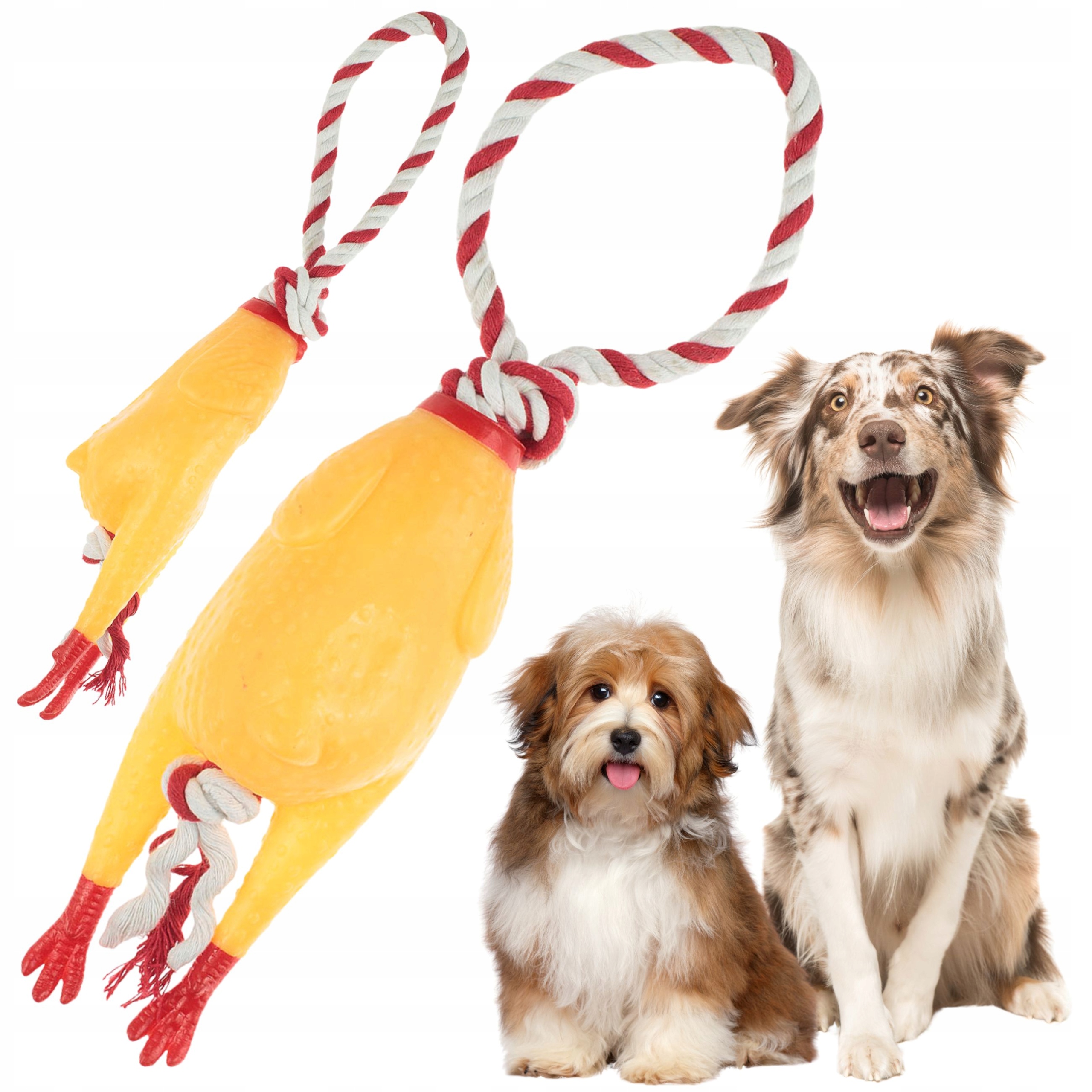 Jouet pour chien en forme de poulet avec une corde qui ne couine pas ...