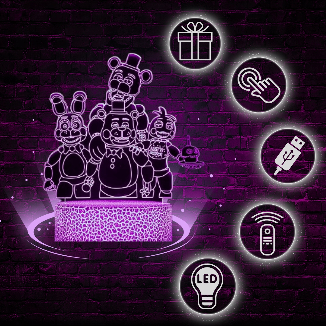 FNAF Five Nights at Freddy's Luce notturna a LED per bambini + telecomando