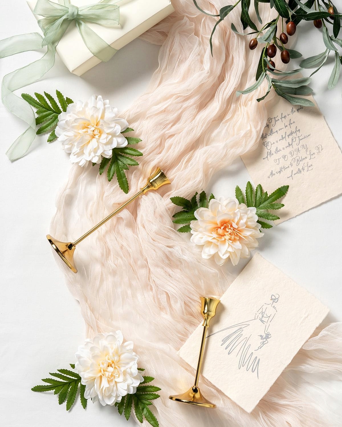 Caminos de mesa de muselina color salmón estilo boho, 300 x 90 cm ...