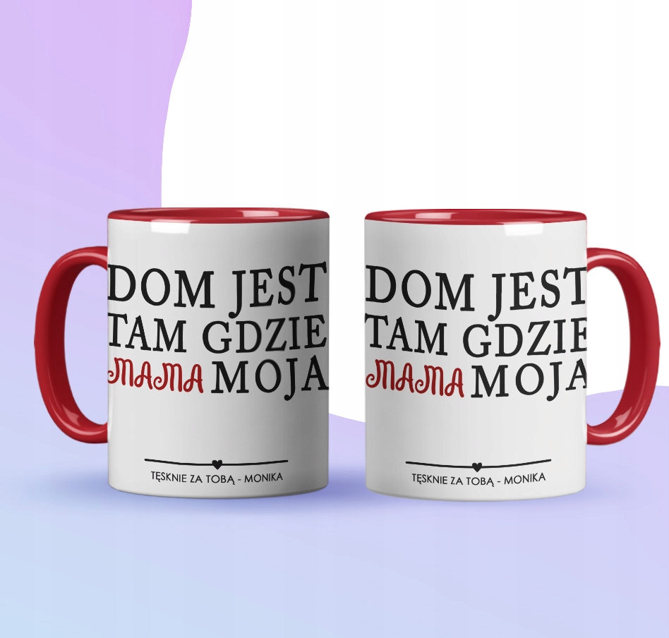 Cadeau pour la fête des mères : tasse rouge « La maison, c'est là où ...