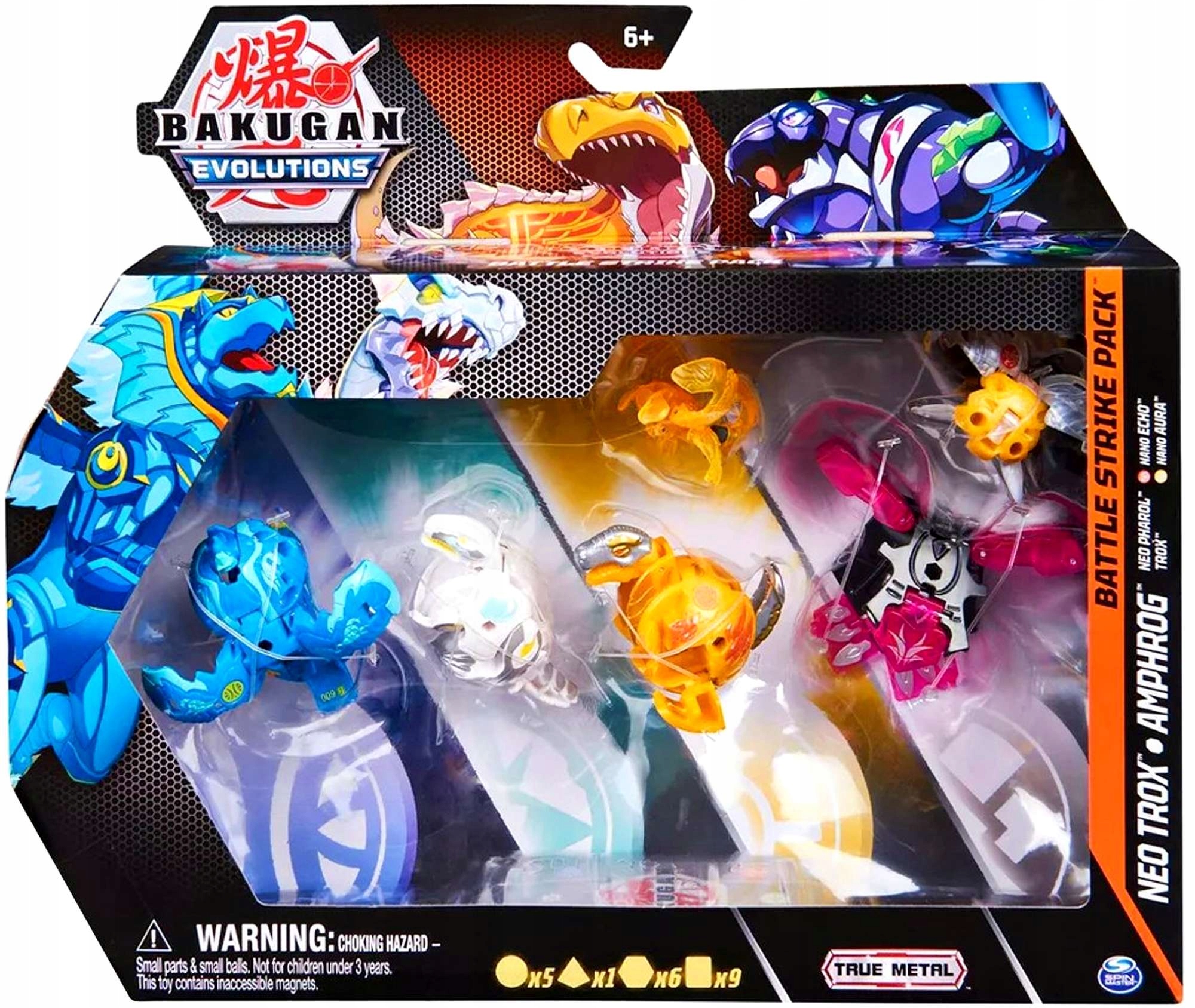BAKUGAN EVOLUTIONS BATTLE STRIKE PACK 6 FIGURINES néo trox amphrog nano ...