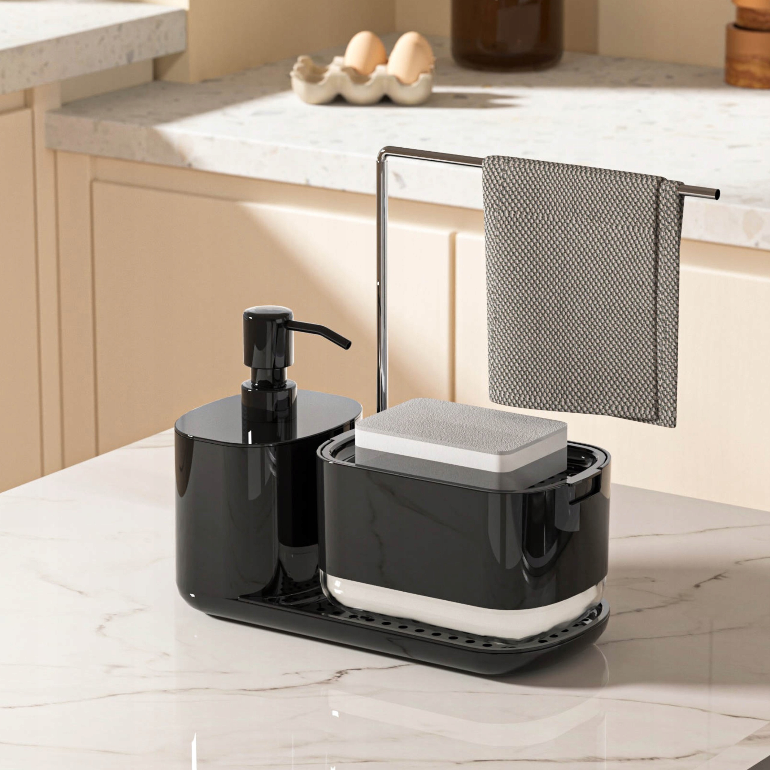 ENSEMBLE D'ORGANISATION DE CUISINE AVEC DISTRIBUTEUR DE SAVON POUR LAVE ...