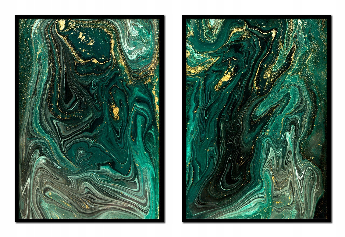 AFFICHES PHOTOS ENCADRÉES 53x73cm Diptyque Lot de 2 tableaux Marbre Vert P2028