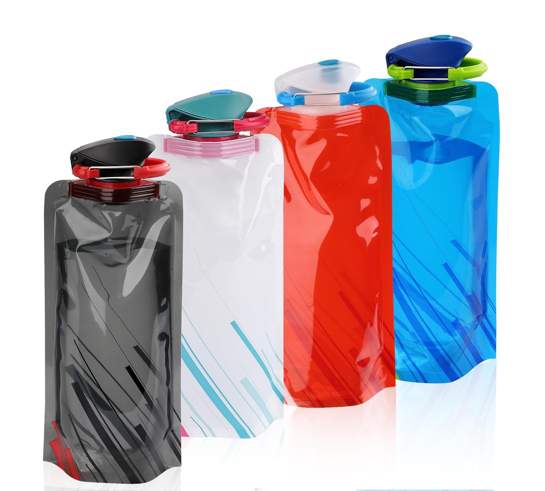 Ensemble de 4 gourdes pliables réutilisables de 500 ml, idéales pour ...