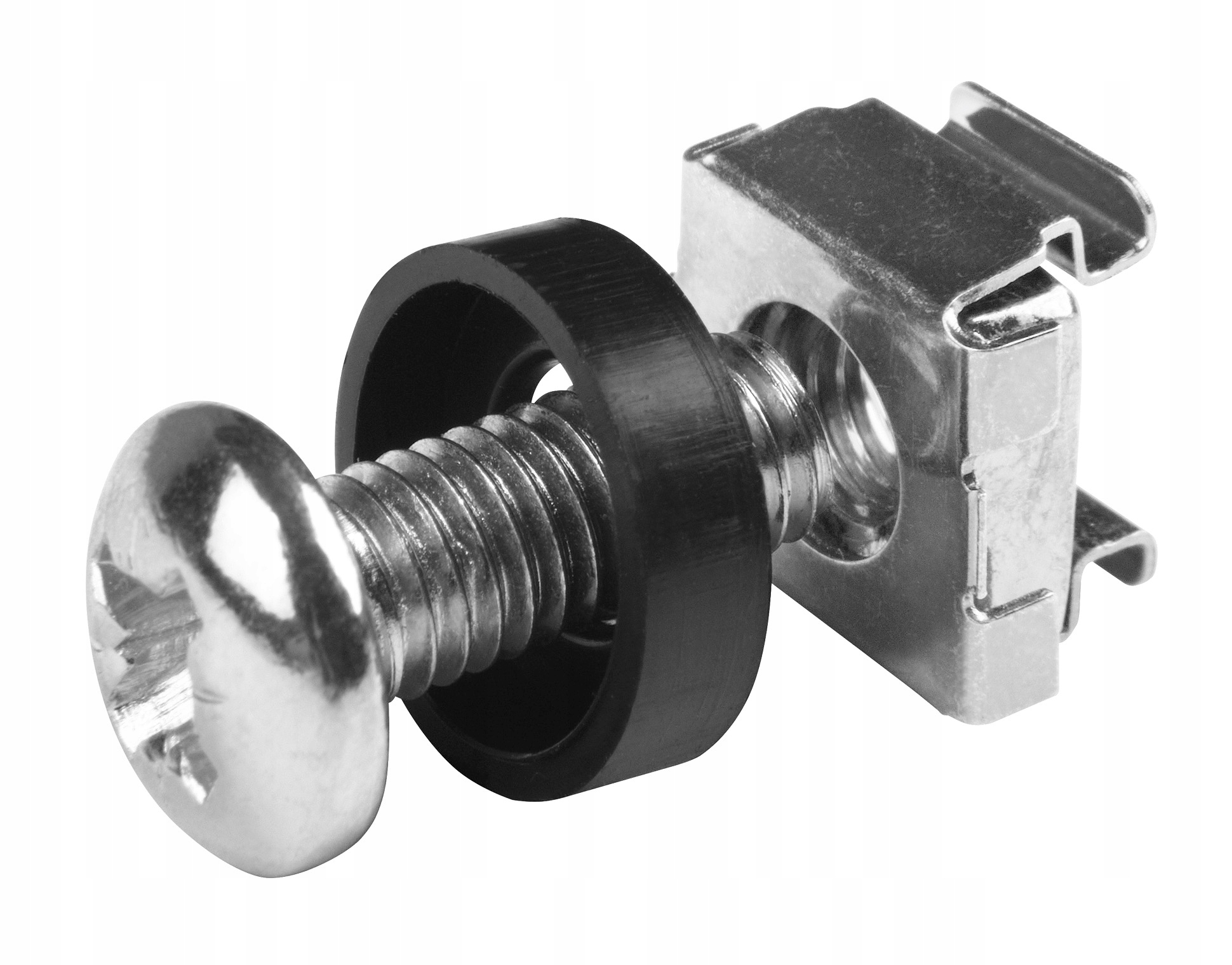 Dado a gabbia M5 zincato bianco + rondella da 4 mm + vite a testa ...