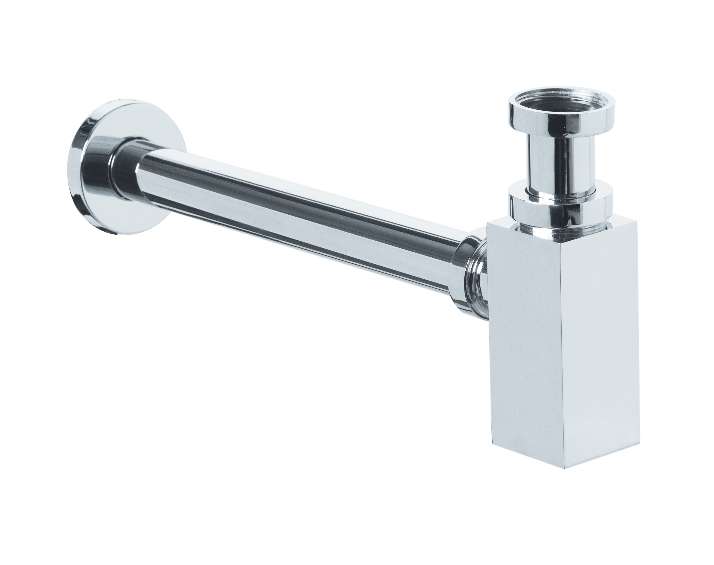 SIPHON DE LAVABO CARRÉ EN FORME DE BOUTEILLE CHROME 1.1/4'