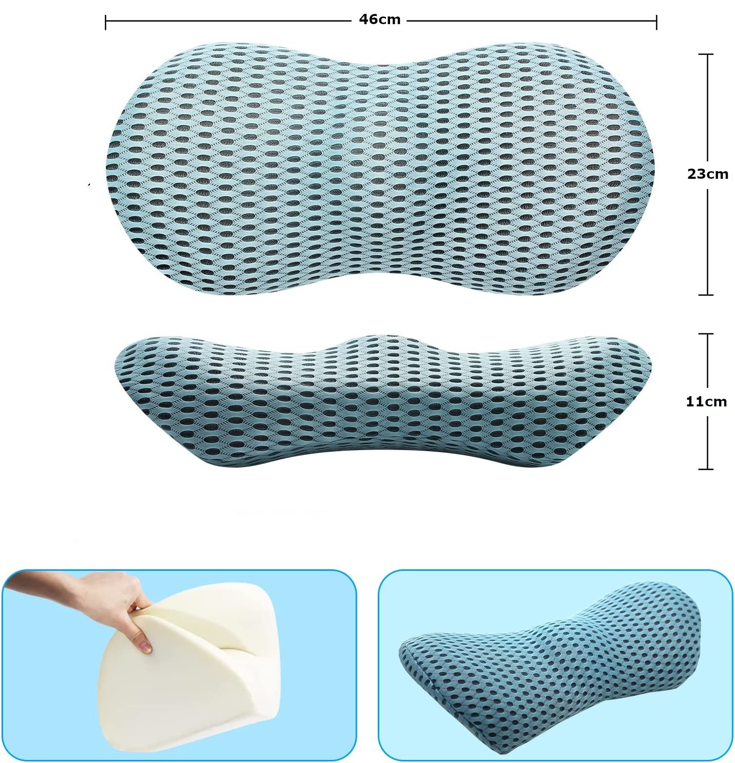 CUSCINO DI SUPPORTO LOMBARE ORTOPEDICO PER DORMIRE SUL SEDILE DELL'AUTO ...