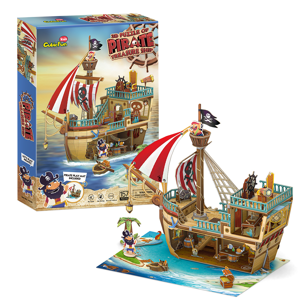 CUBIC FUN 3D-PUZZLE PIRATENSCHIFF MIT SCHATZ 157 TEILE - P832h
