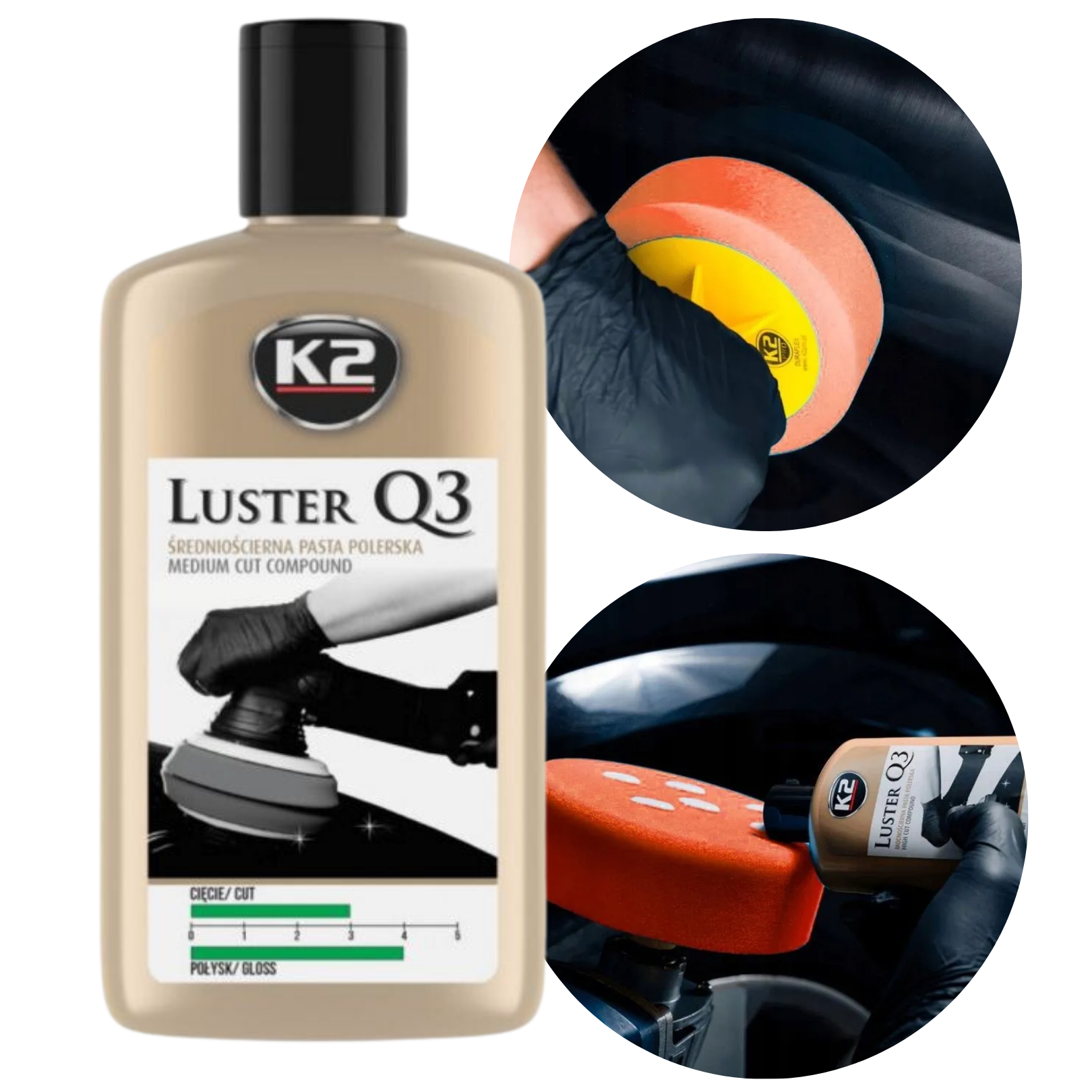 Pasta lucidante per lucidare la vernice dell'auto K2 LUSTER Q3 250 g Verde