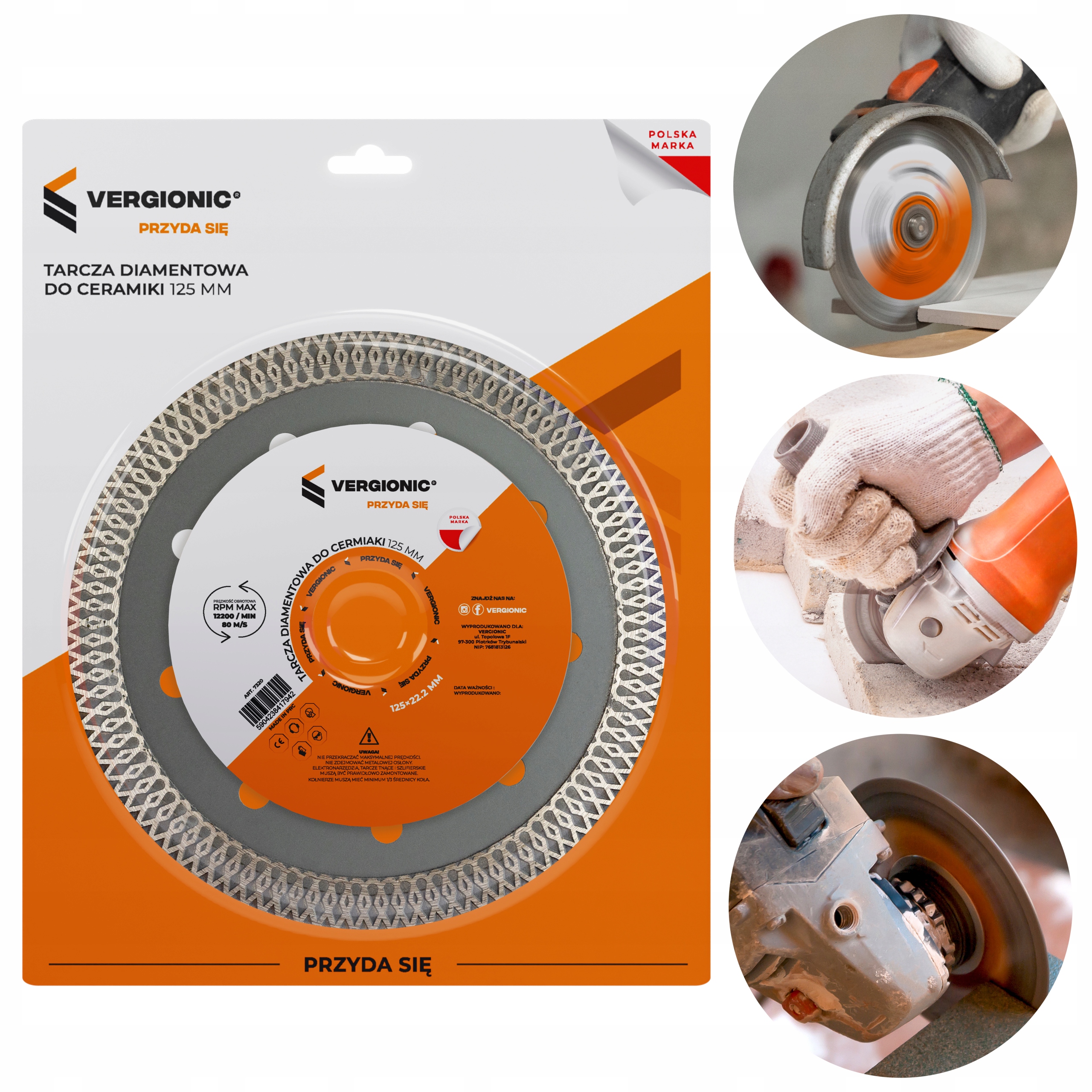 Disque diamanté pour céramique, grès, coupe 125 mm VERGIONIC