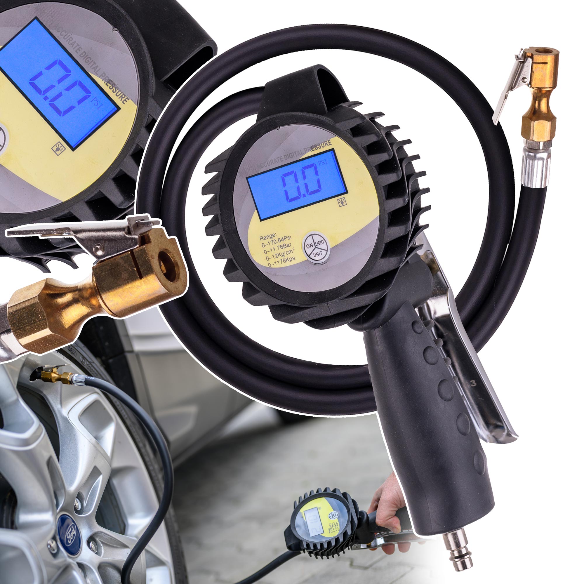 Pistolet de gonflage de pneus électronique numérique automatique Bar PSI