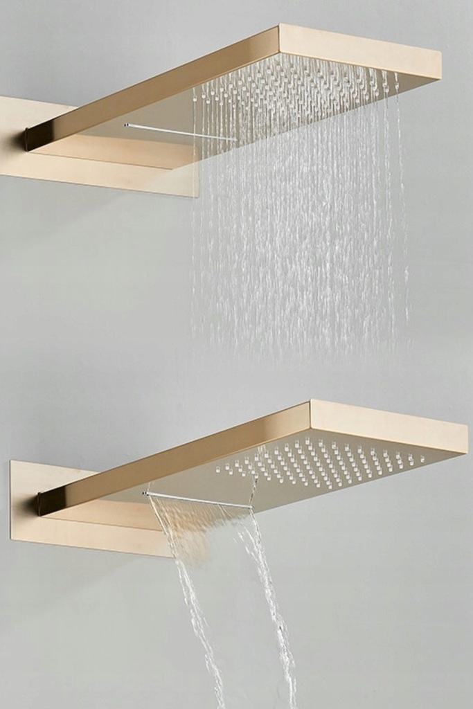 Robinet de douche encastré 3 en 1 douche cascade douche à effet pluie dorée