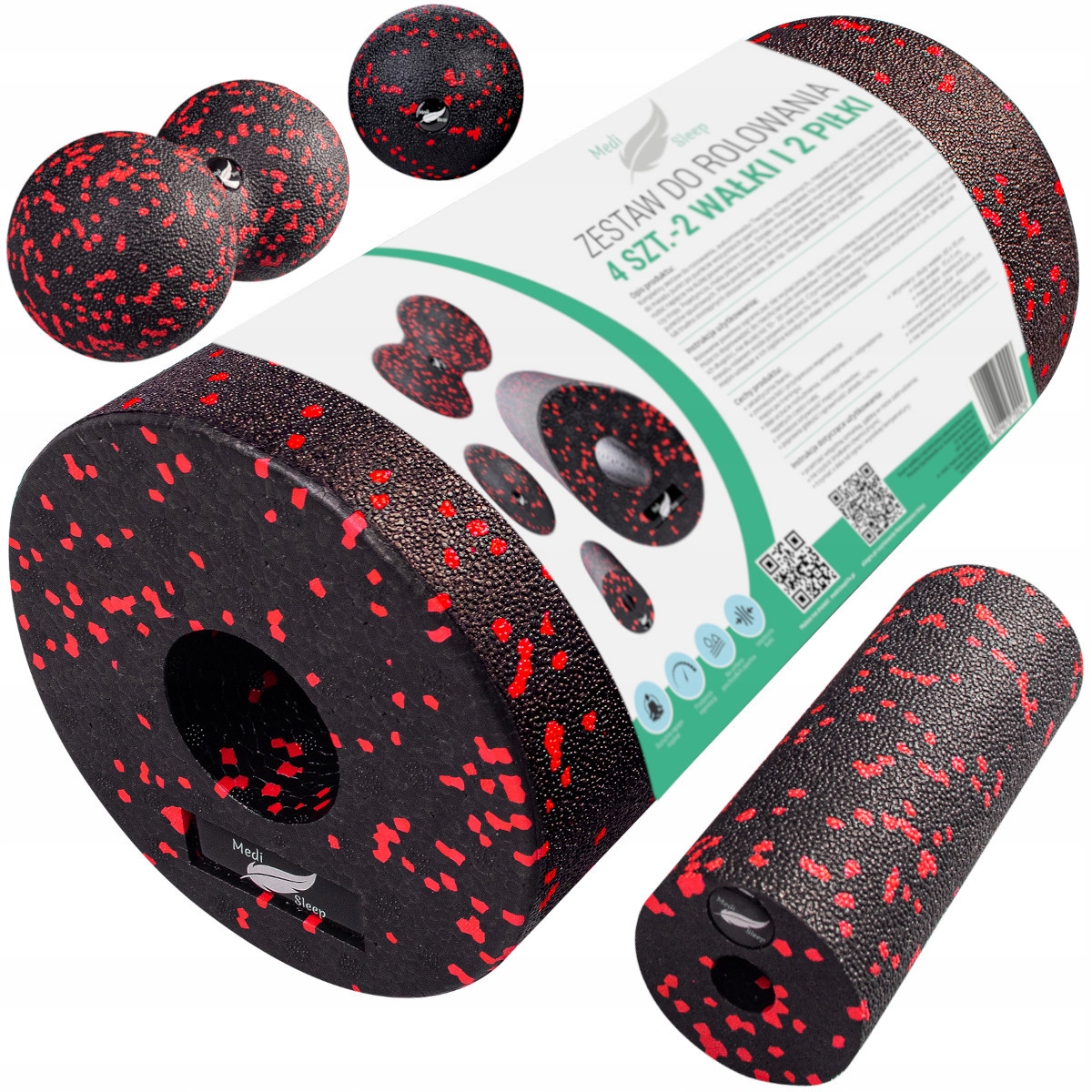 ENSEMBLE DE ROULEAUX EN MOUSSE EPP ROULEAU + BALLE + DUOBALL POUR MASSAGE 4 pièces