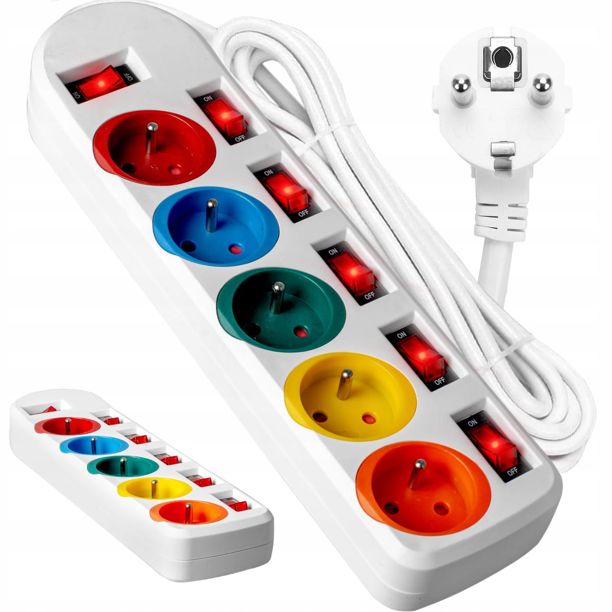 Regleta con cable alargador con interruptores de 1,5 metros Safe Network