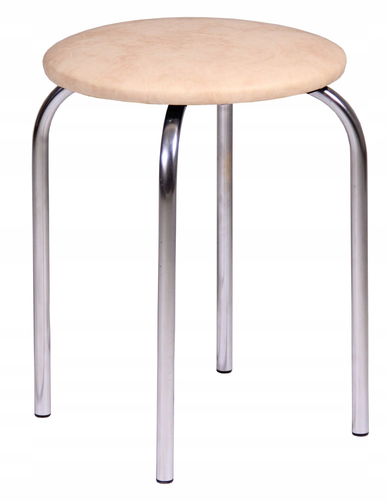 Tabouret de cuisine beige, pieds en métal chromé, hauteur 45 cm, Furnitex