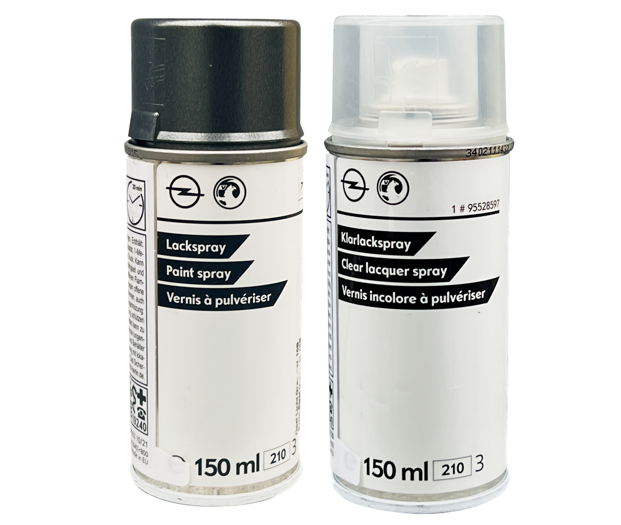 Original Lack für Opel Z10B Set 2x150ml Spraydose Satin Steel Grey 4 Met.