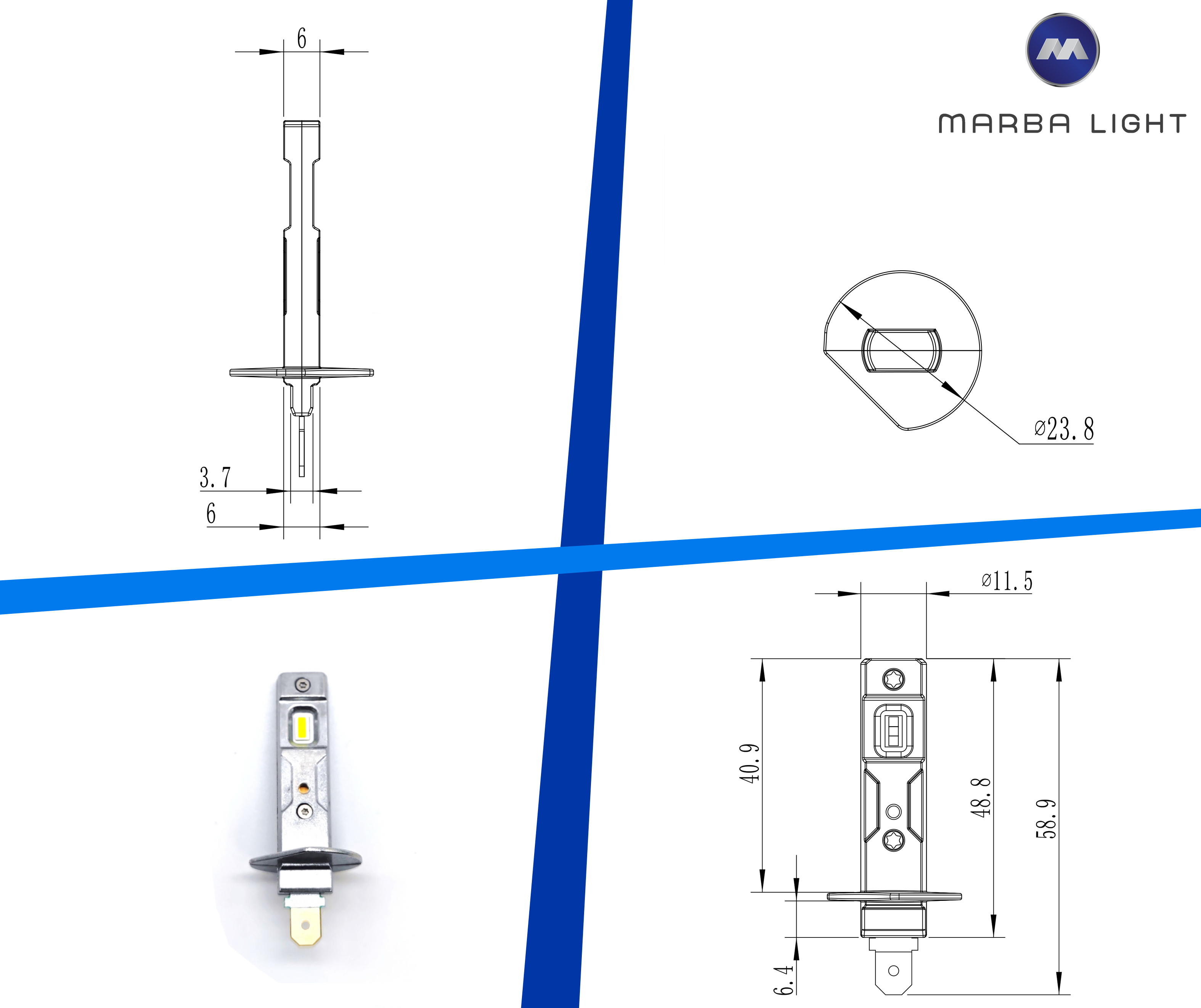 Lampadine LED H1 1DO1 DIMENSIONI ORIGINALI ALTA EFFICIENZA