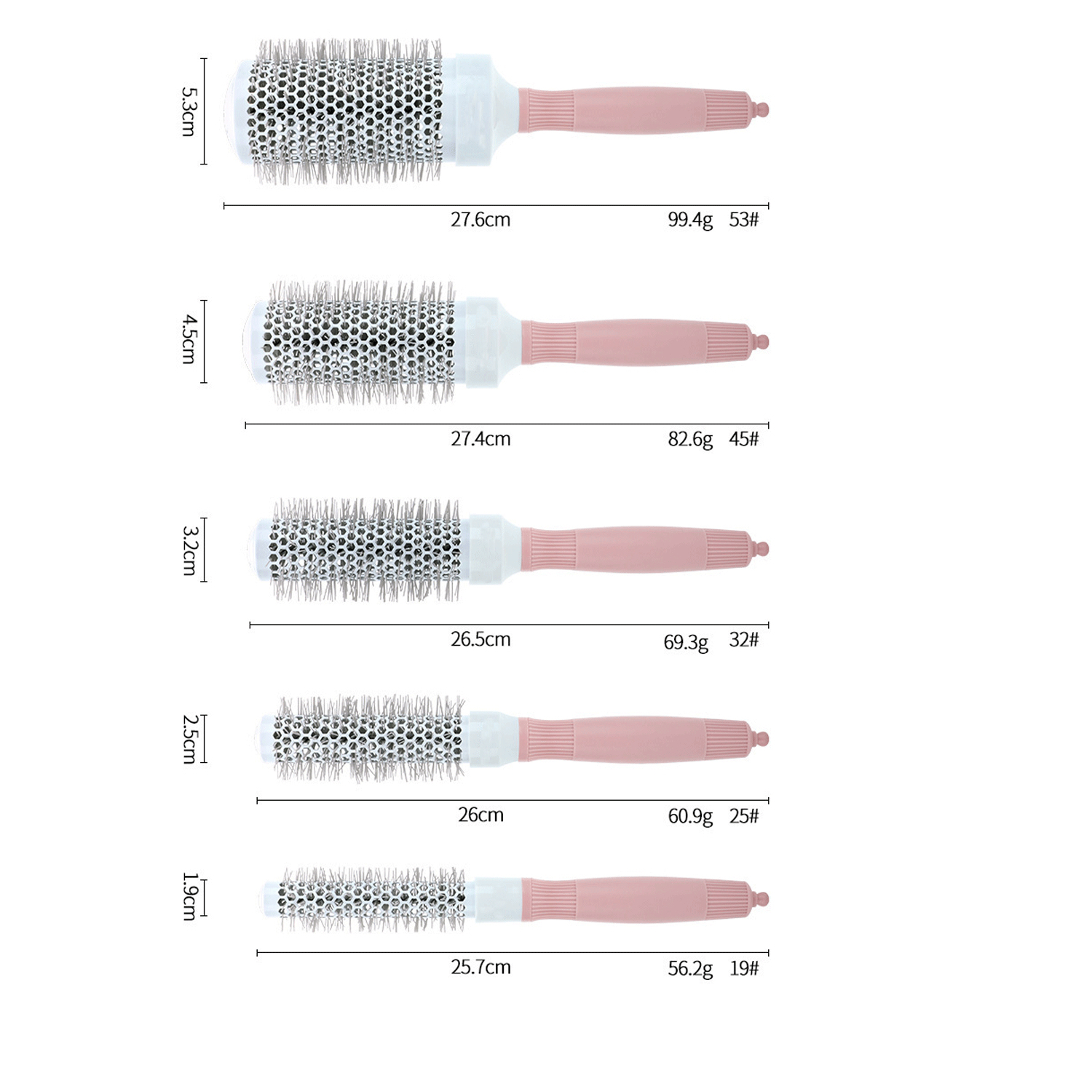 Sizes Organic Round Brush Set for Women, Recyclable Round Brush and ...