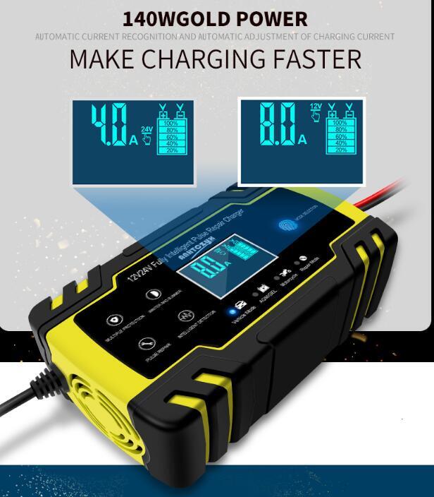 Chargeur, et cbles de dmarrageChargeur de Batterie Intelligent 12V/24V 8A, 3 tapes de Chargeur ...