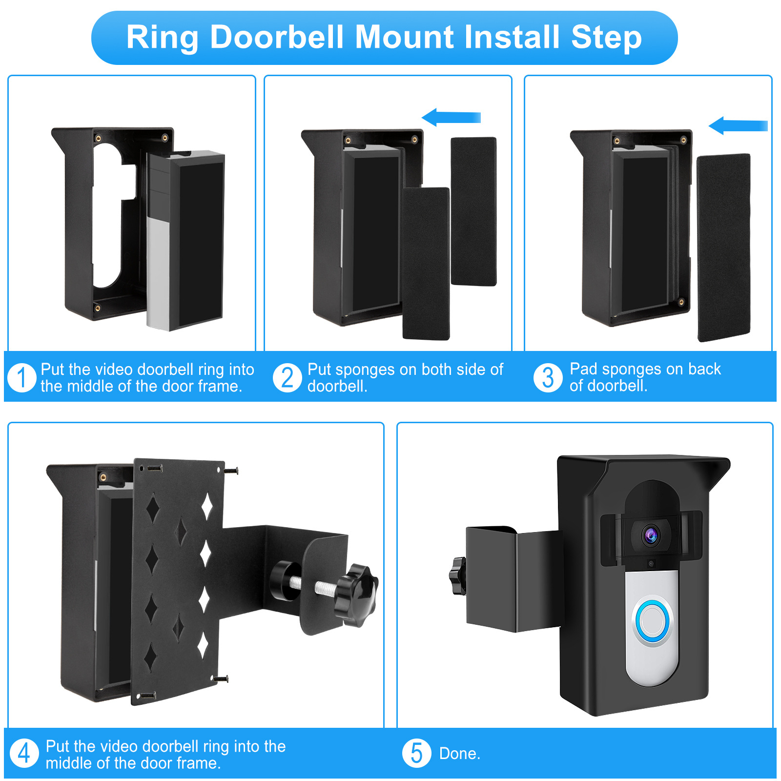 Anti-theft Video Doorbell Mount Compatible with Ring Video Doorbell 4/3 ...