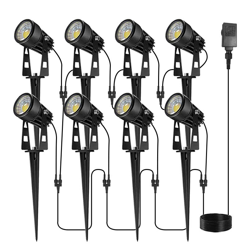 Set of 8 low-voltage outdoor LED lights with transformer, IP65 ...