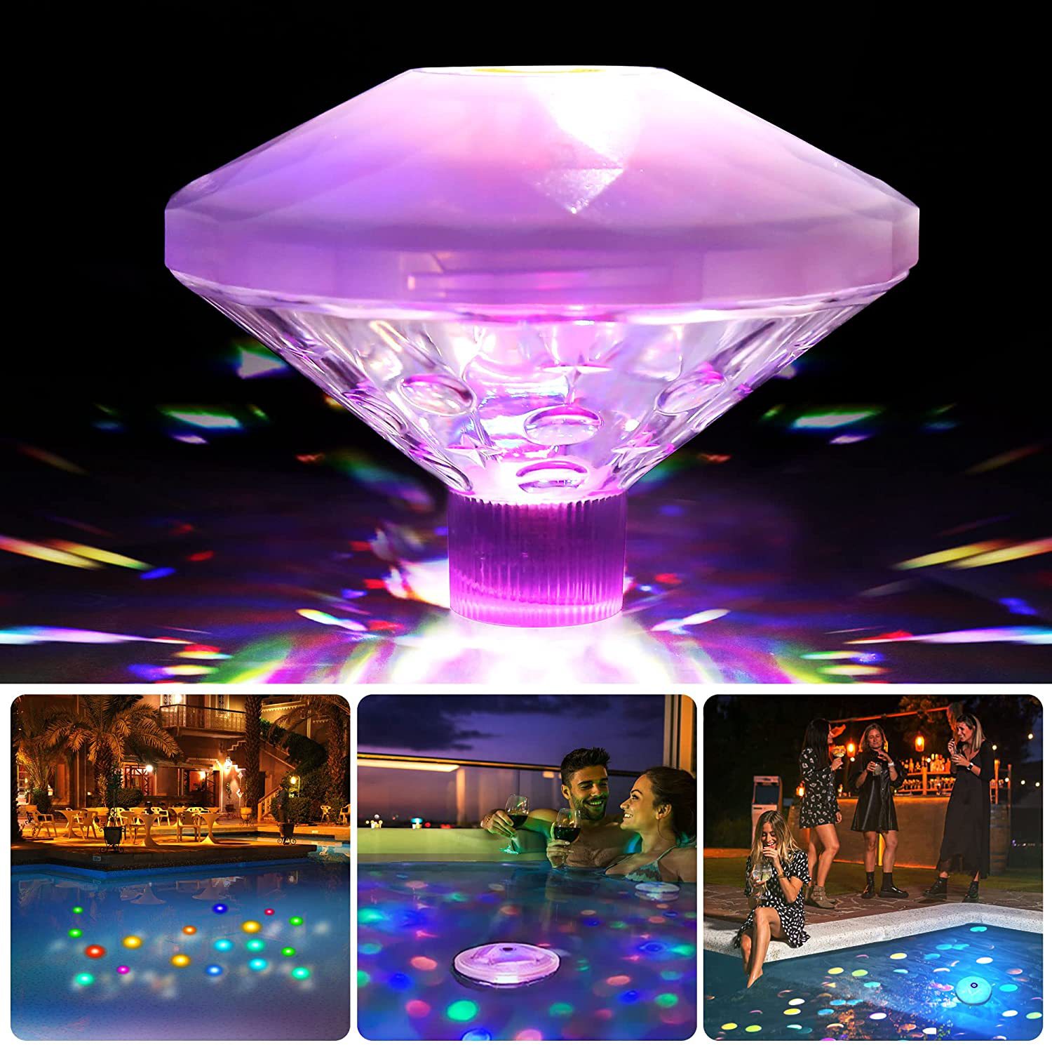 Floating LED Pool Light - Rechargeable Pool Lighting - for Bathroom ...