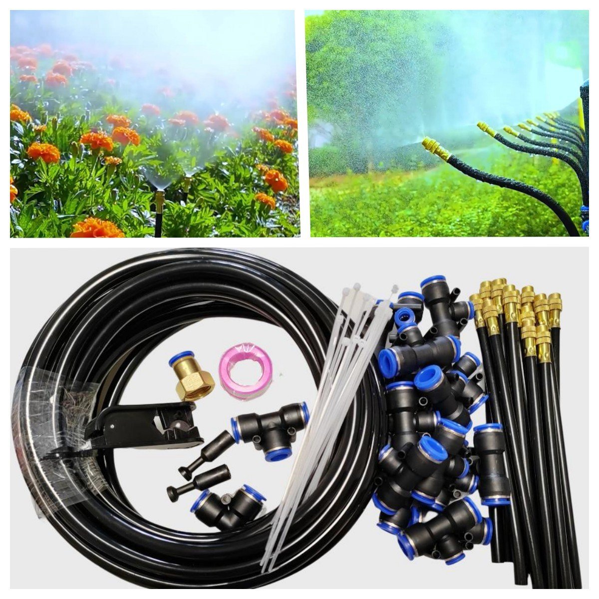Garden Sprinkler, 10m Misting System with 10 Nozzles Cooling Garden ...