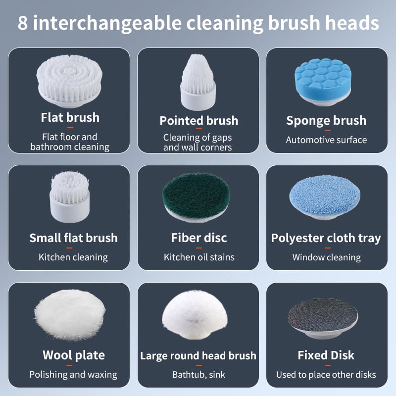 Electric Cleaning Brush, Cordless Cleaning Brush with 9 Replaceable ...