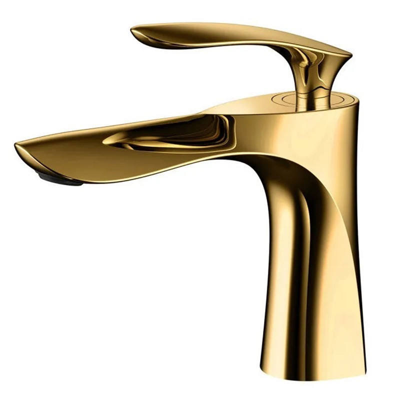 Bathroom Sink Faucet Brass Mixer Tap Gold Chrome Finish Gold Mixer Tap ...