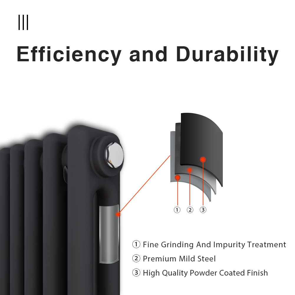 ELEGANT Traditional Radiator Anthracite Double Horizontal Cast Iron ...