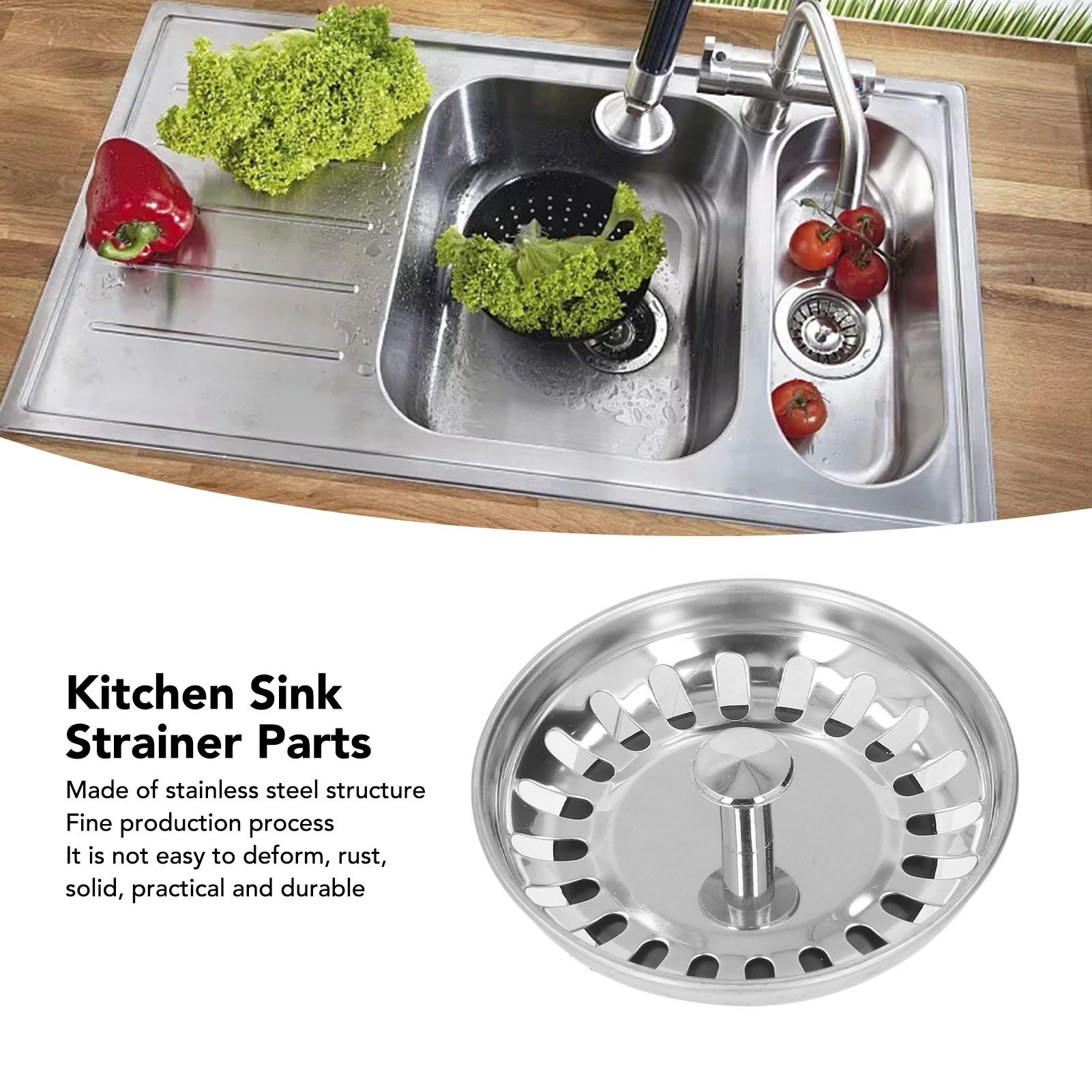 Kitchen Sink Strainer Basket 80mm, Replacement Kitchen Sink Basket ...