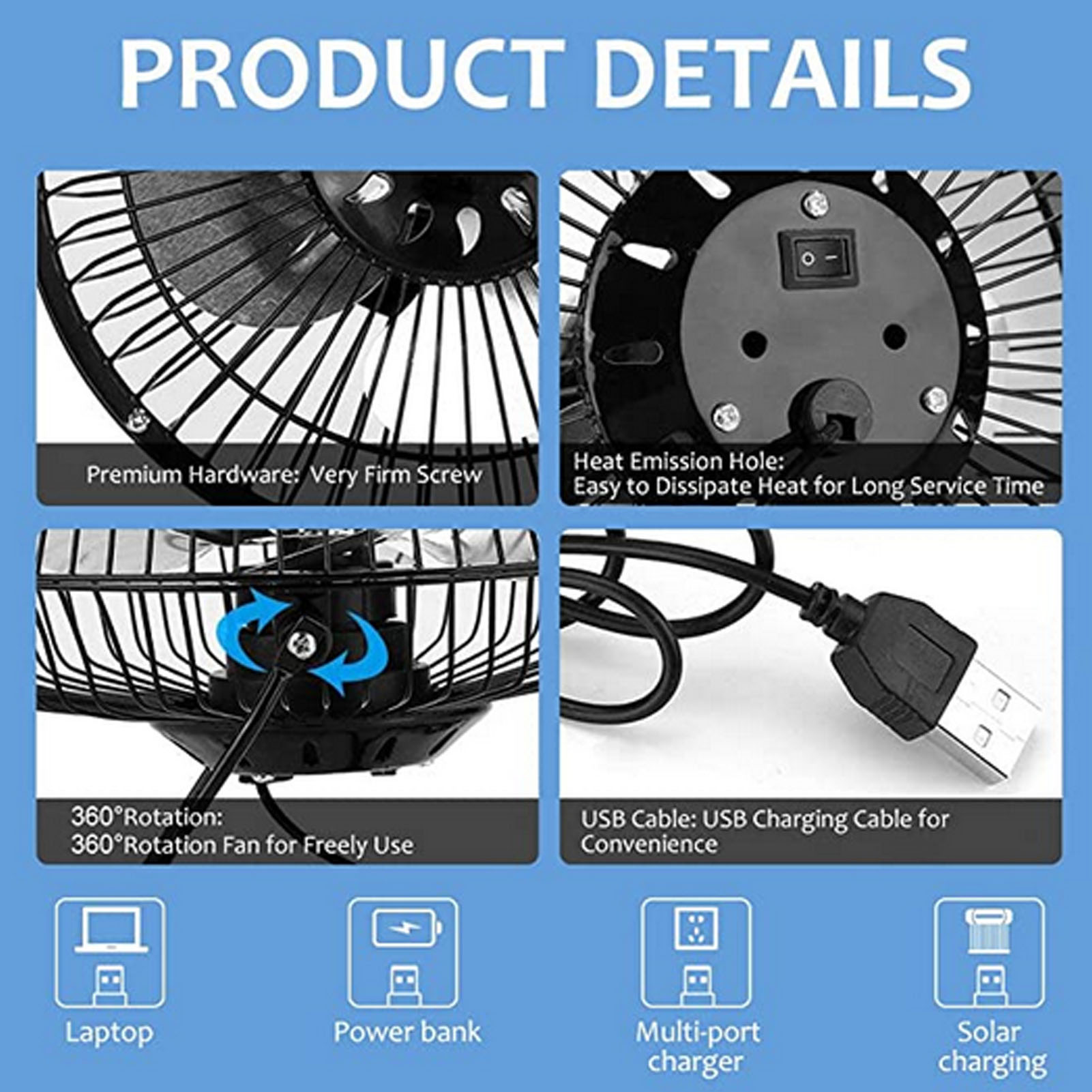 Solar Panel Fan Mobile Power Supply Outdoor Ventilation Cooling USB Interface Portable Device MUMU