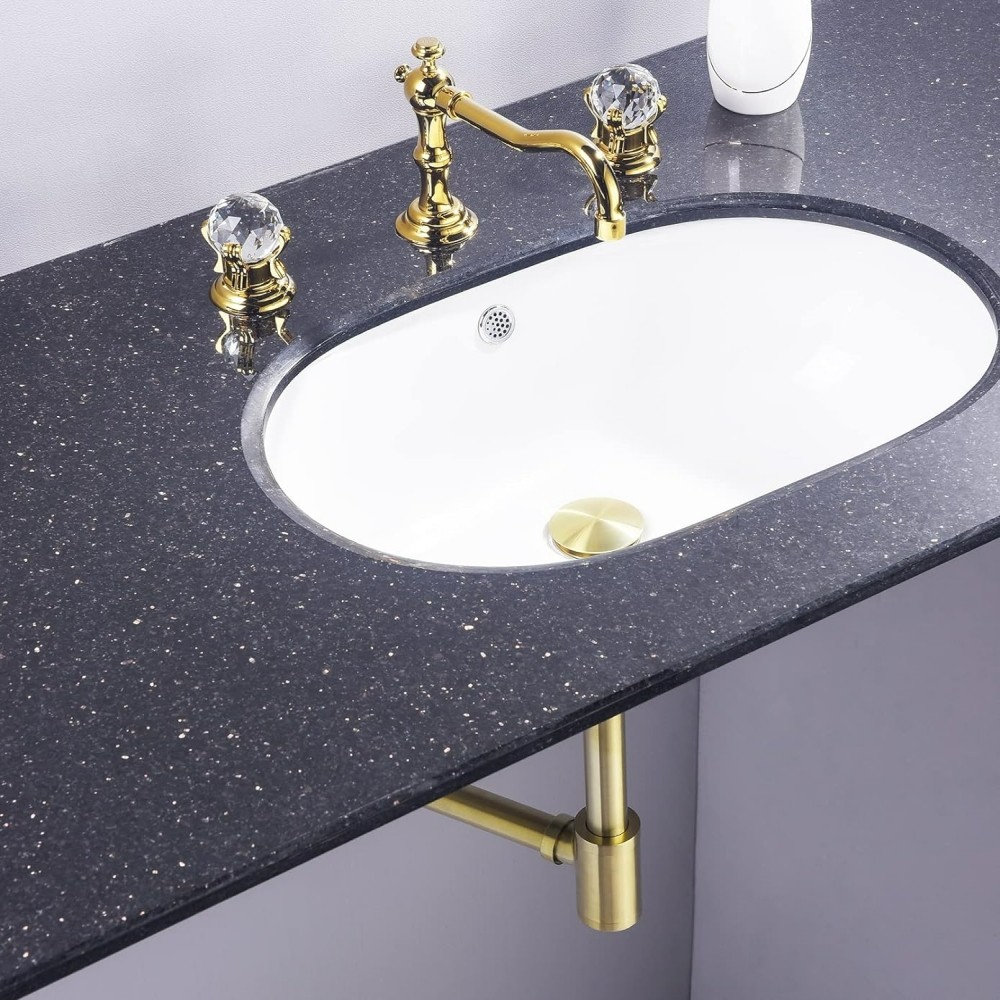 Set – Abfluss- und Überlaufsiphon in gebürstetem Gold, universeller ...