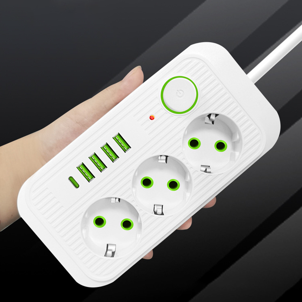 Multiprise Murale 3 Prises et 4 USB avec 1 USB C, Electrique 8 en 1, Multiprise Secteur pour la ...