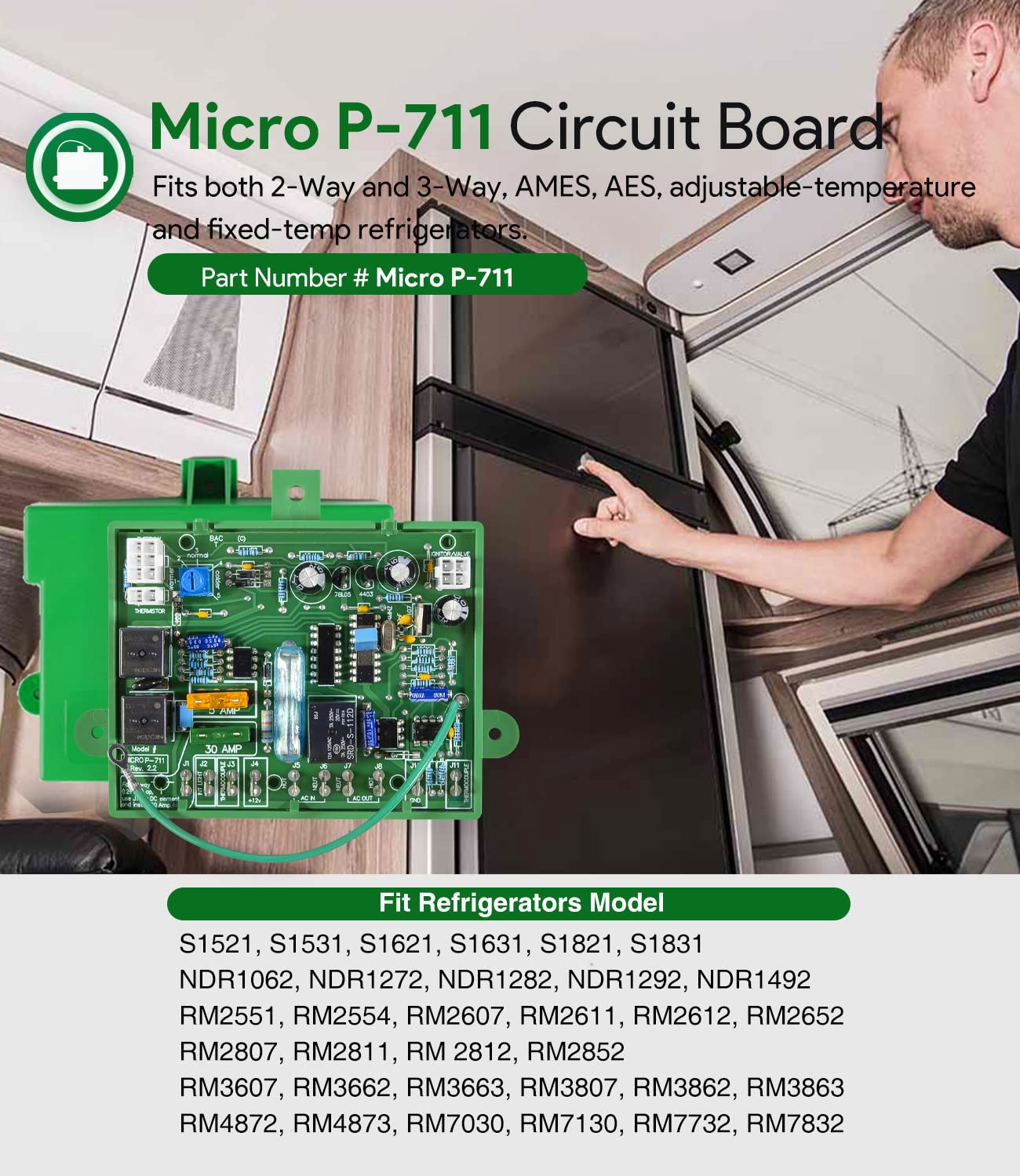 Placa de alimentación principal para refrigerador Micro P-711, para piezas de autocaravana ...