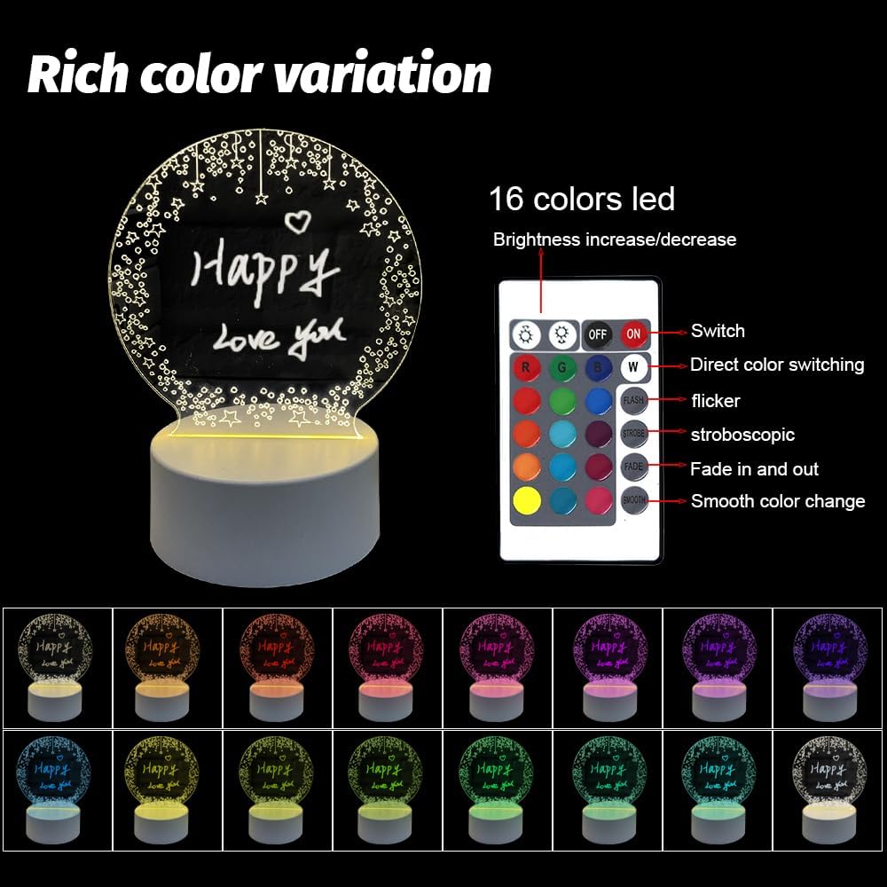 Acrylic LED Night Light, Creative DIY LED Lamp with Remote Control and ...