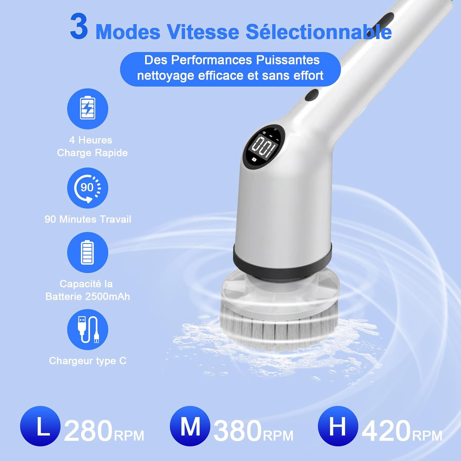 Electric Cleaning Brush, Cordless Cleaning Brush with 9 Replaceable ...