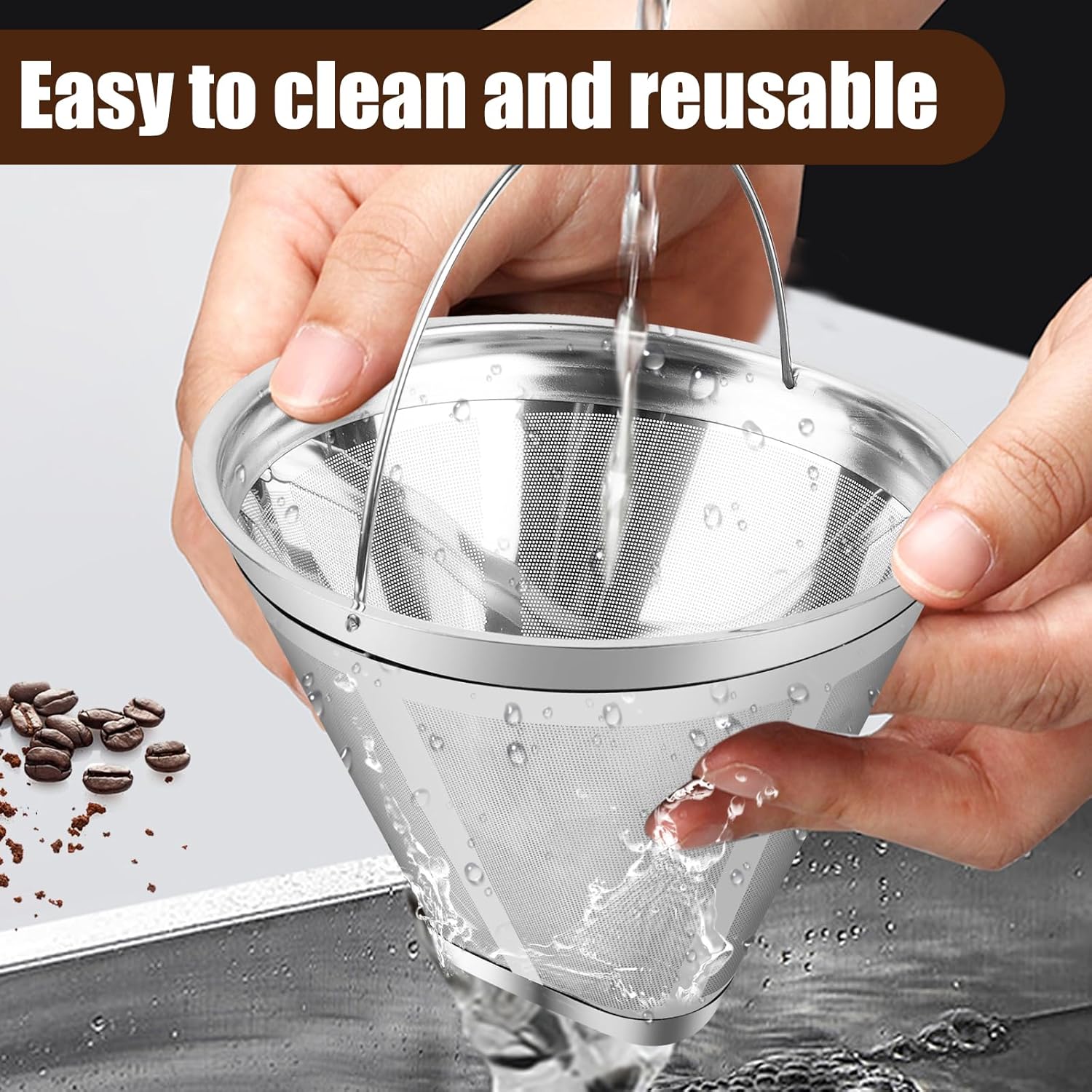 Wiederverwendbarer Kaffeefilter, Edelstahl-Kaffeefilter zur manuellen ...