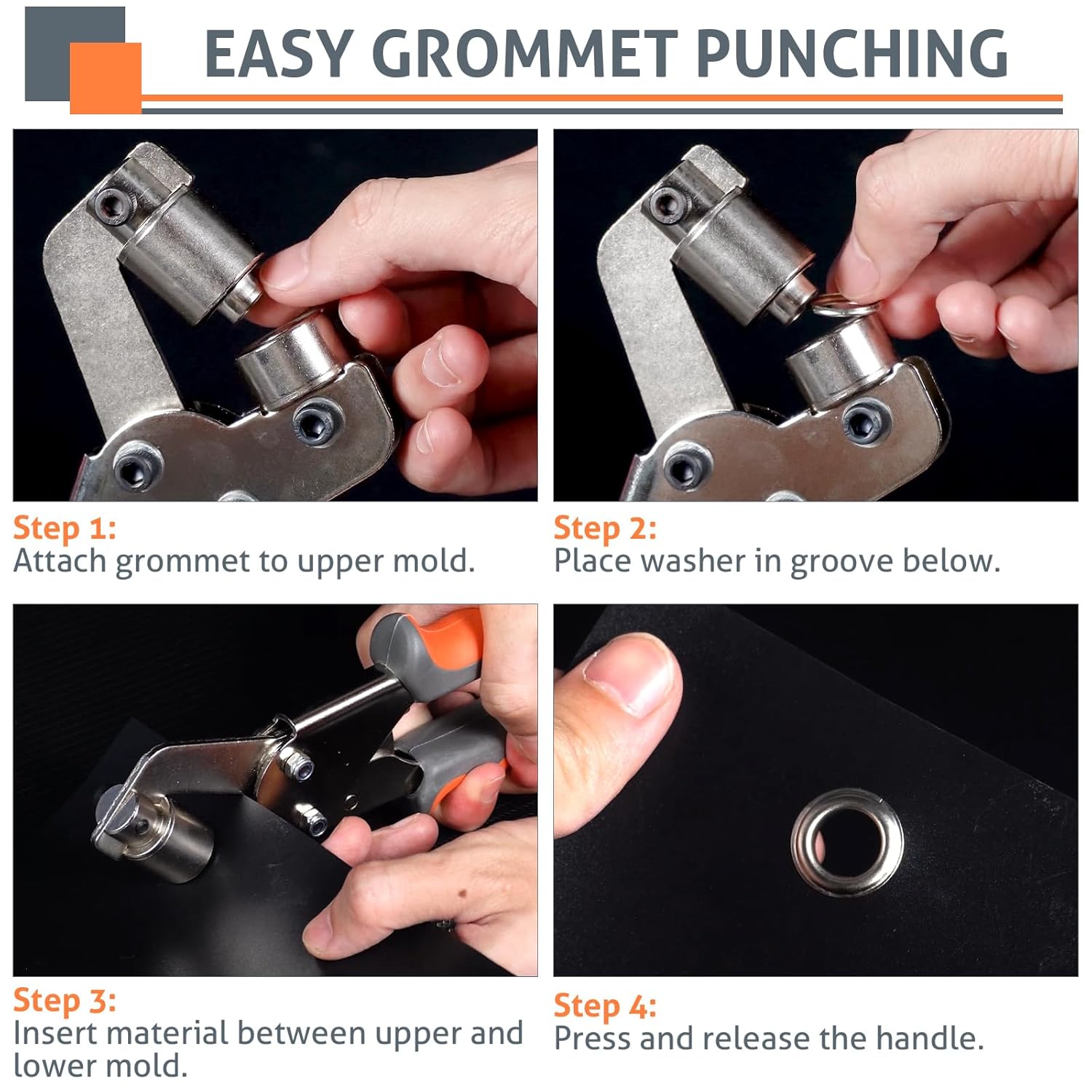 Grommet Tool Kit, Grommet Press, Grommet Pliers, Hand Set with 300 Pcs ...