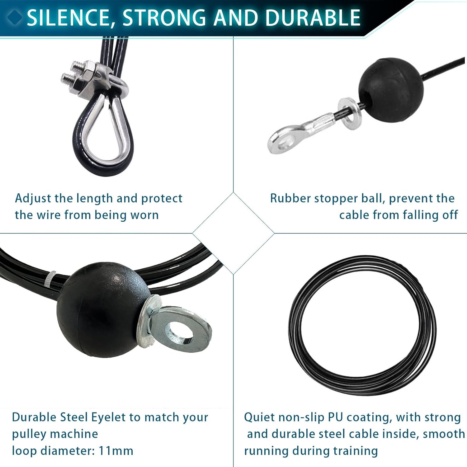 Kit d'accessoires de levage, câble de gymnastique en acier, corde de ...