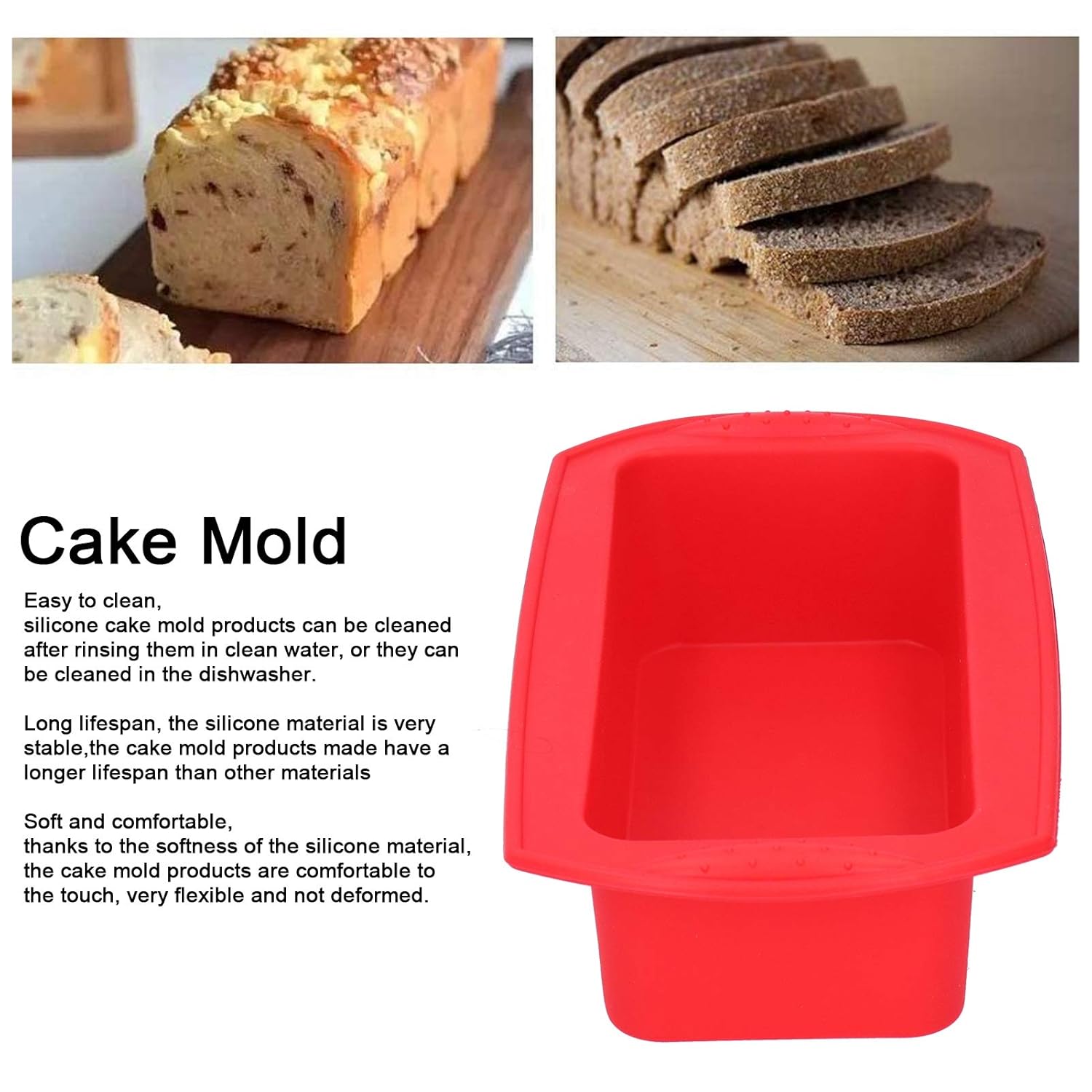Rectangular silicone brick-shaped cake mold, baking sheet, bread mold ...