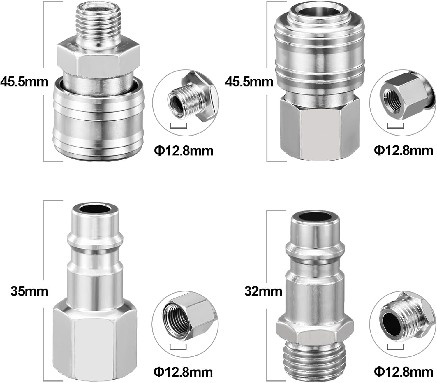 Raccord Rapide Pneumatique 1/4" BSP, 10 Pièces Embout Compresseur Air Européen, Raccord de ...