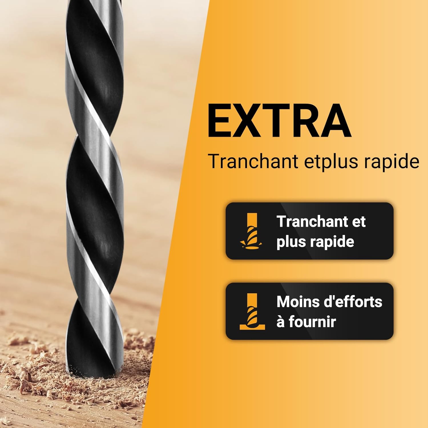 UlisemForet Bois Long 7-teiliges Set, HSS-G Holzbohrer-Set, Holzbohrer Ø 4mm, 5mm, 6mm, 7mm, 8mm ...