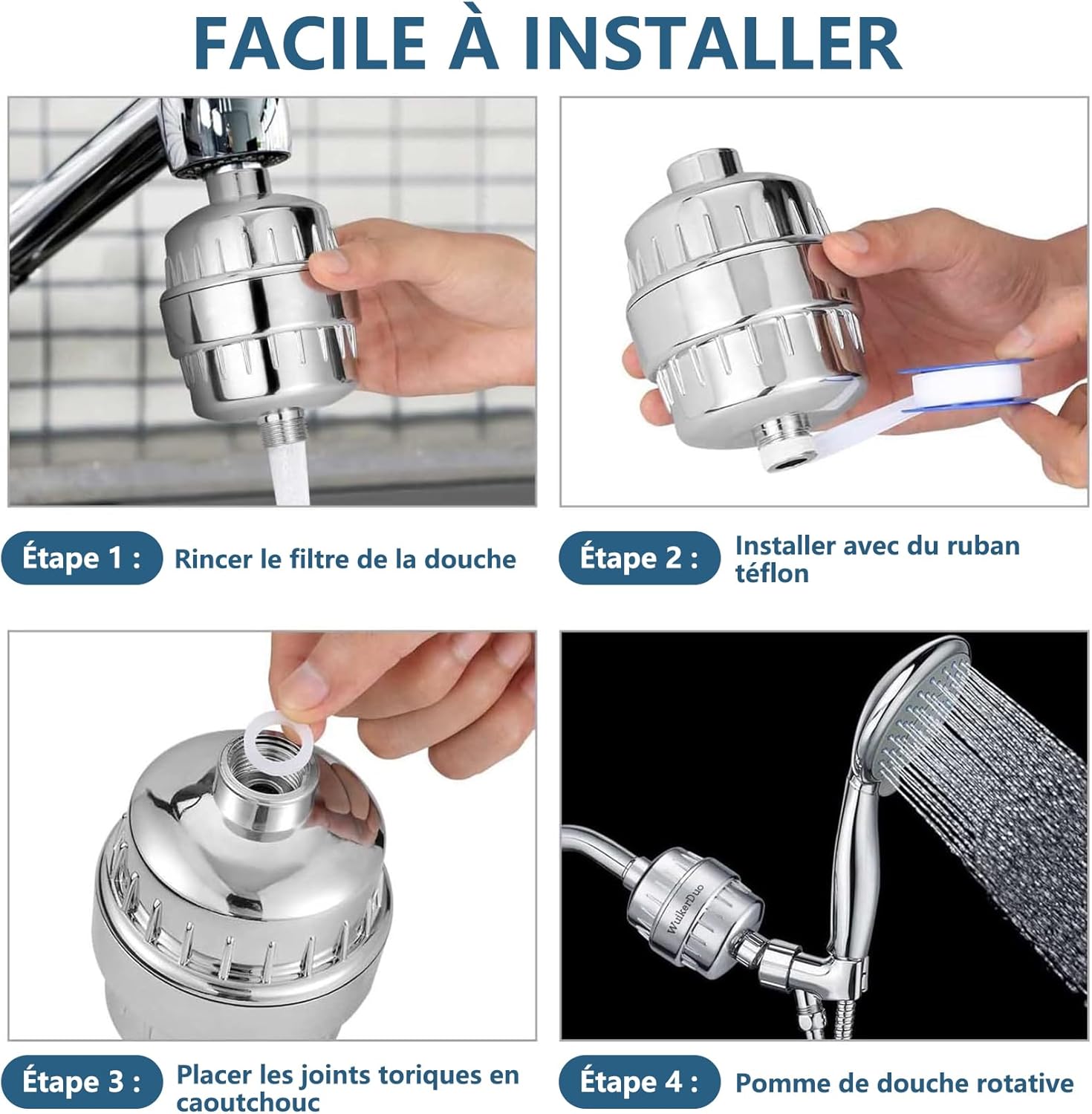 20 étapes Filtre de Douche - Adoucisseur d'eau Douche avec 3 cartouches ...