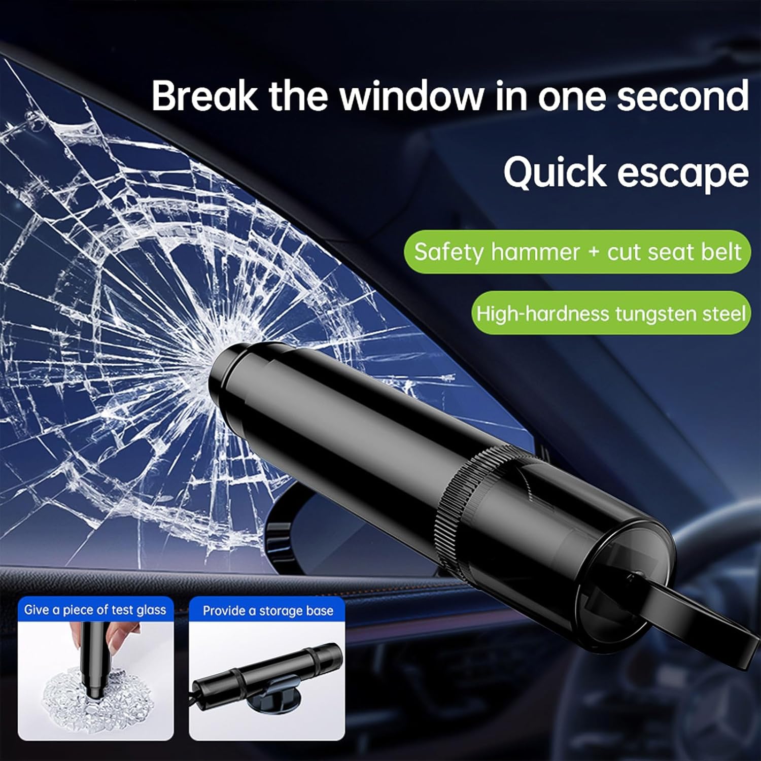 2-Piece Window Breaker Seatbelt Cutter, 2-in-1 U-Shaped Car Window ...