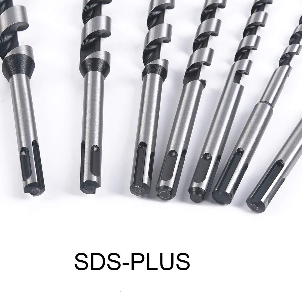 Spiral Wood Drill Bits, 7PCS SDS-Plus Wood Drill Bits Set Carbon Steel ...