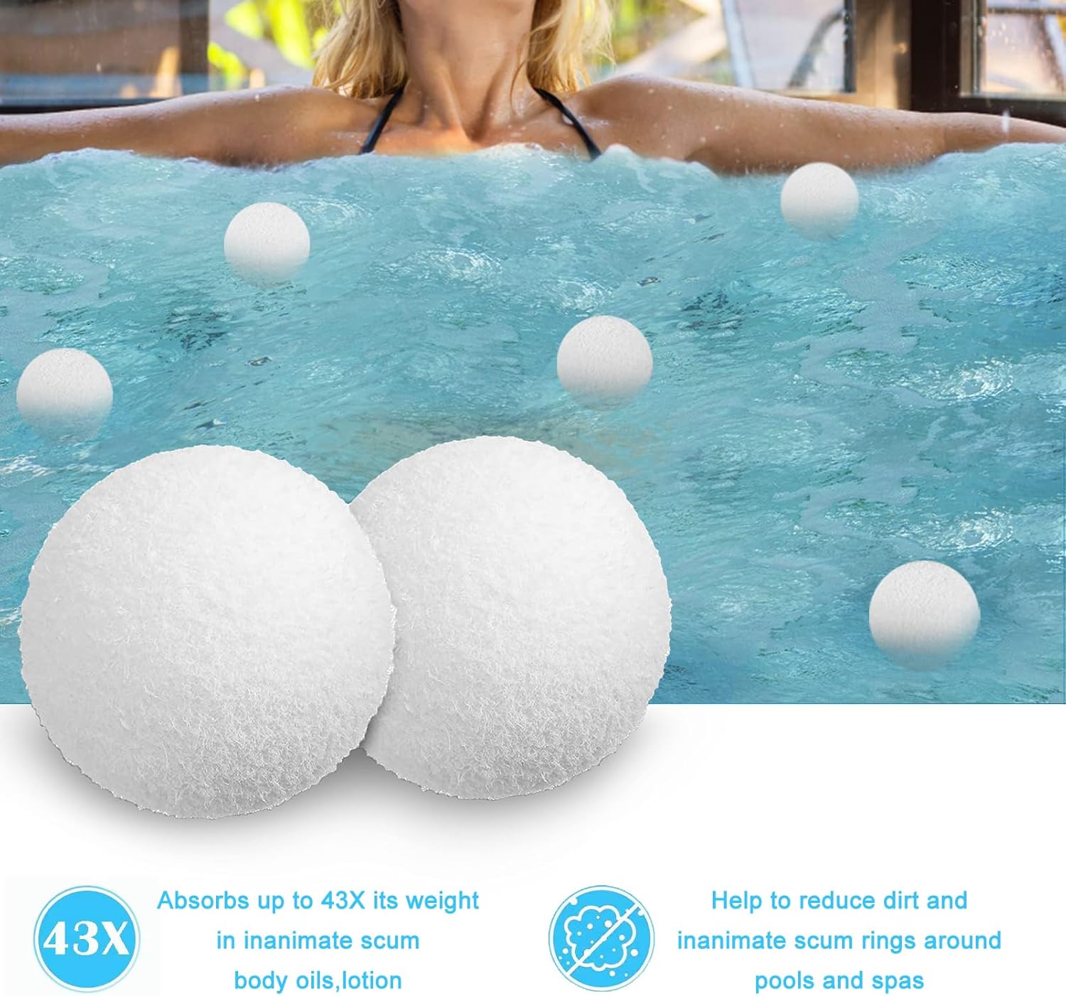 Set of 4 reusable oil-absorbing balls for spas, washable oil-absorbing ...