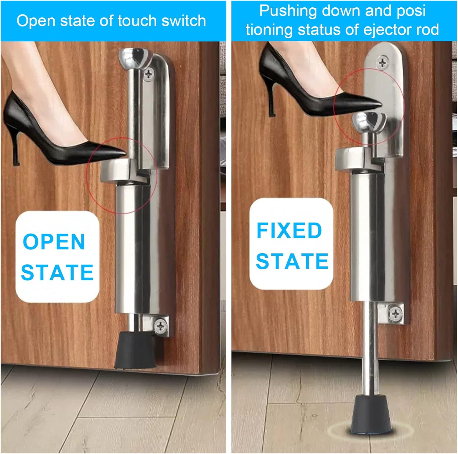 Arrêt de Porte avec Commande au Pied Réglable, Butée de Porte Ressort ...