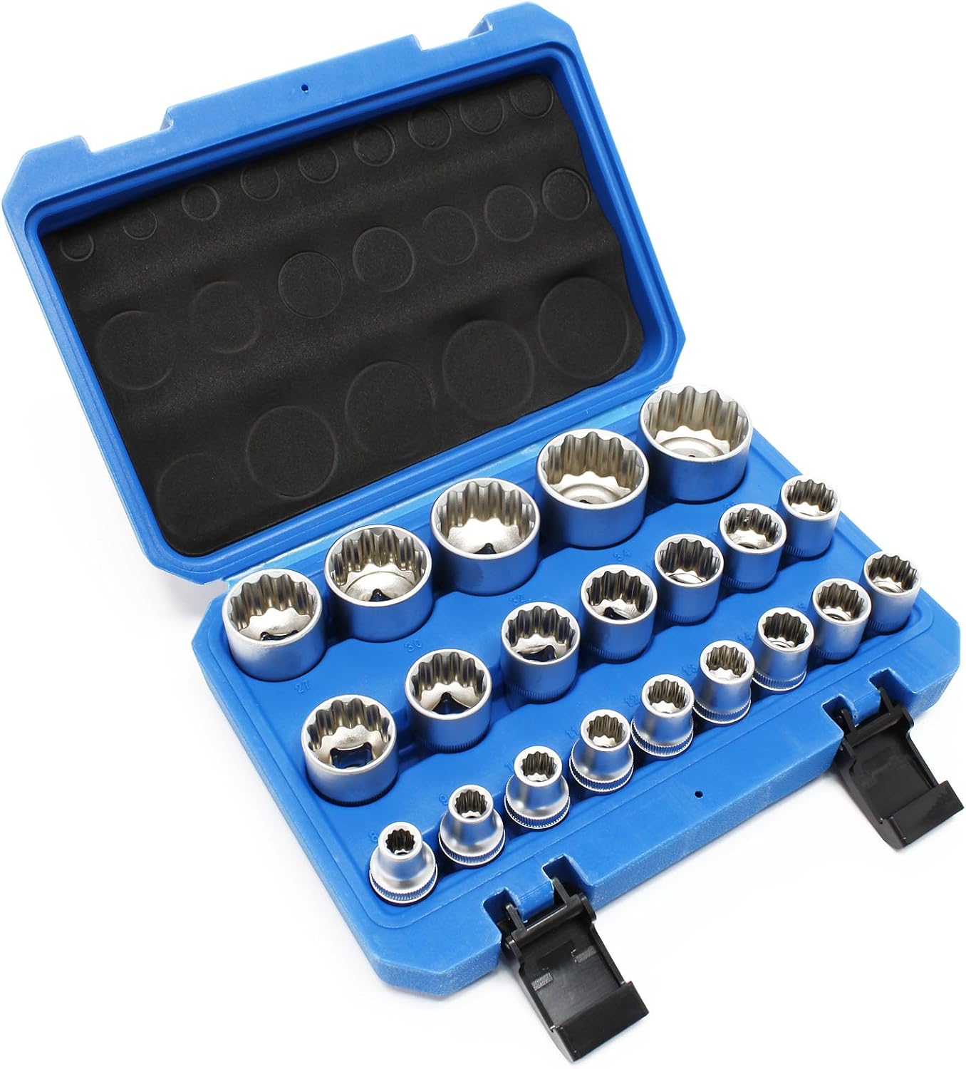 Coffret Jeu de Douilles 1/2" (12,7mm) 21-pcs Douze pans 8-36mm ...