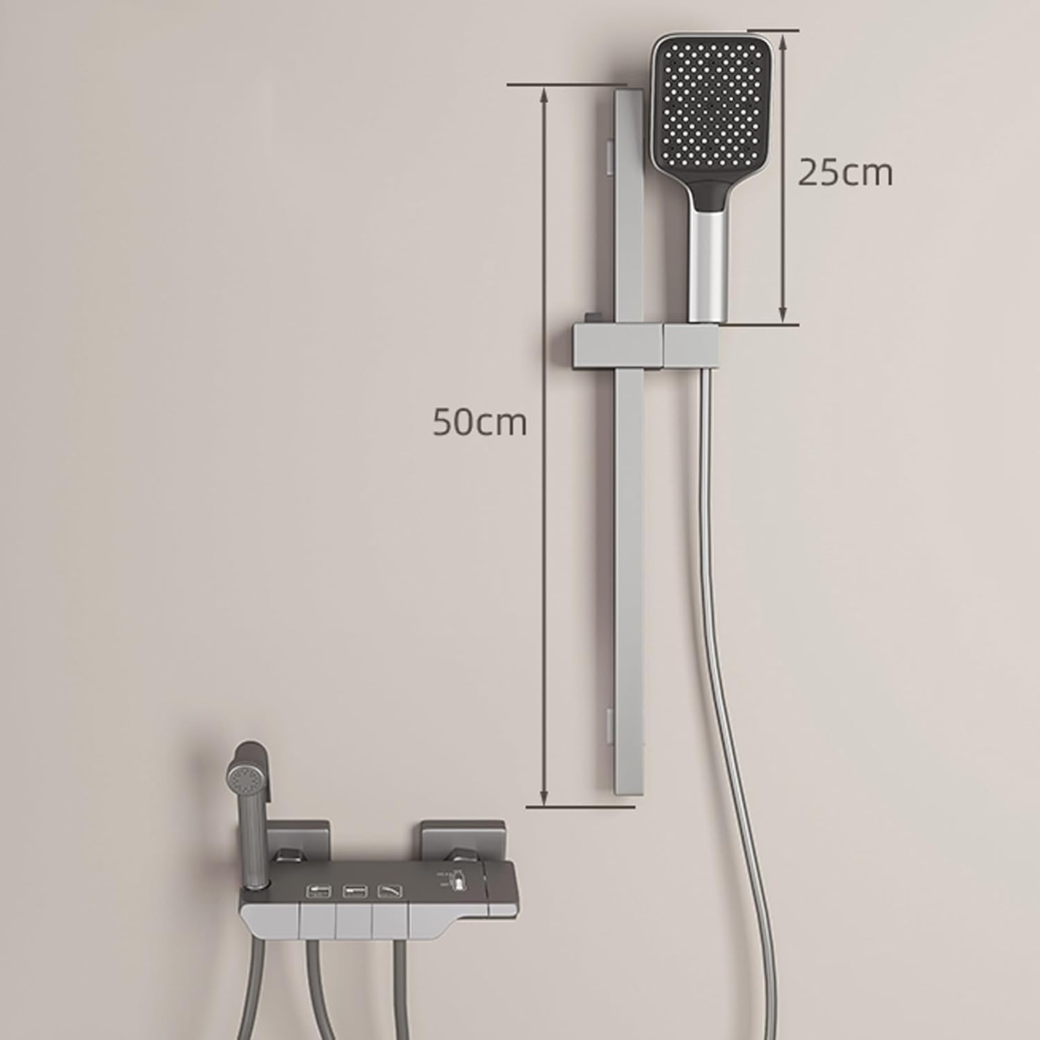 Shower Column, Shower Set with 50cm Height-Adjustable Shower Rail ...